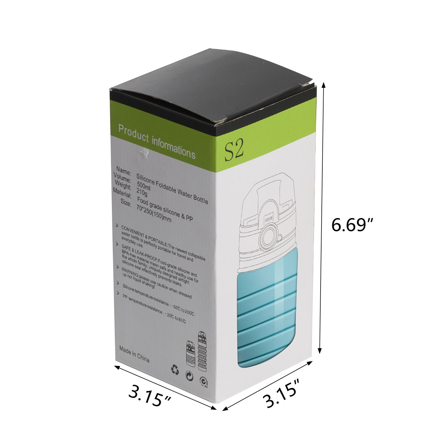 Pearch 17oz Silicone Collapsible Water Bottle - BTL17 | SunJoy Group, Inc.