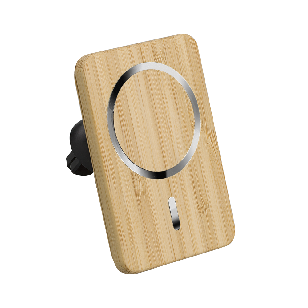 15W bamboo magnetic magesafe phone car mount charger - WCC05 | SunJoy ...