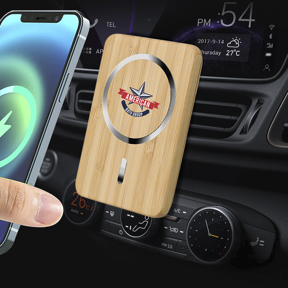 15W bamboo magnetic magesafe phone car mount charger - WCC05 | SunJoy ...