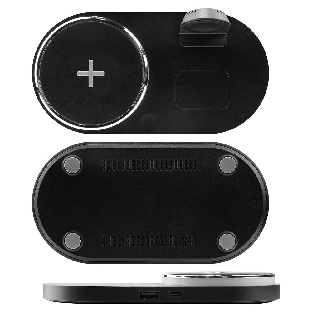 Brookport BLACK Multi-Function Wireless Charging Station - WSC157 | SunJoy Group, Inc.